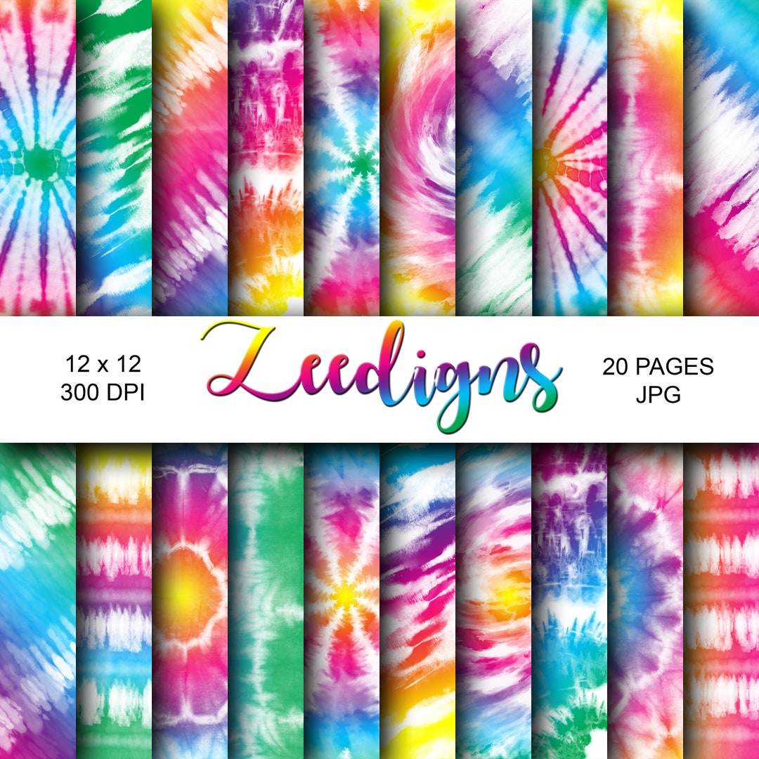 Rainbow Tie Dye 2 Digital Scrapbook Printable Paper | Digital Paper ...
