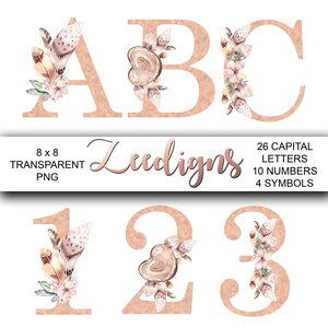 Bohemian Alphabet Clipart Scrapbooking Digital Set Printable Paper ...