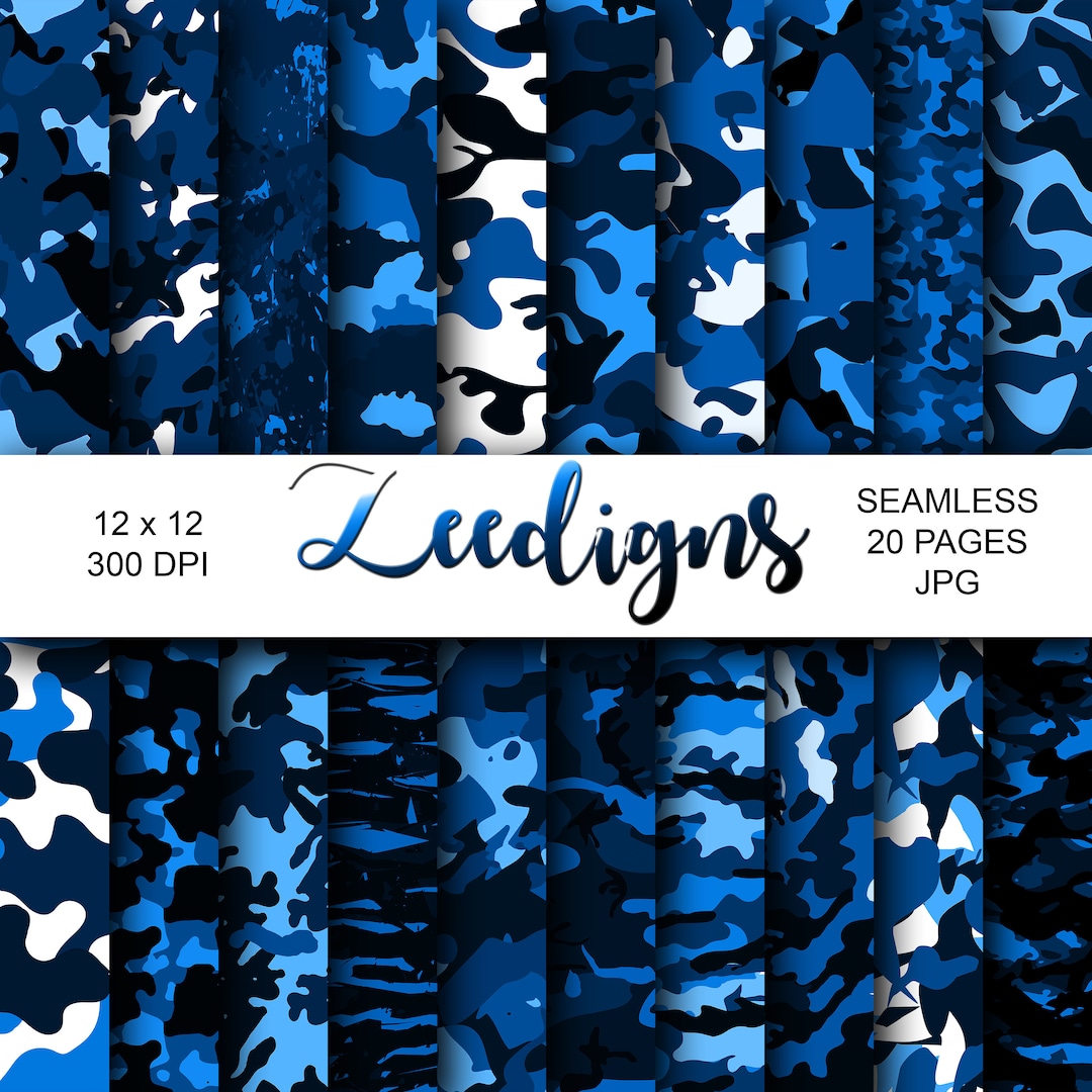 Camouflage Seamless Blue Digital Scrapbook Printable Paper | Digital ...