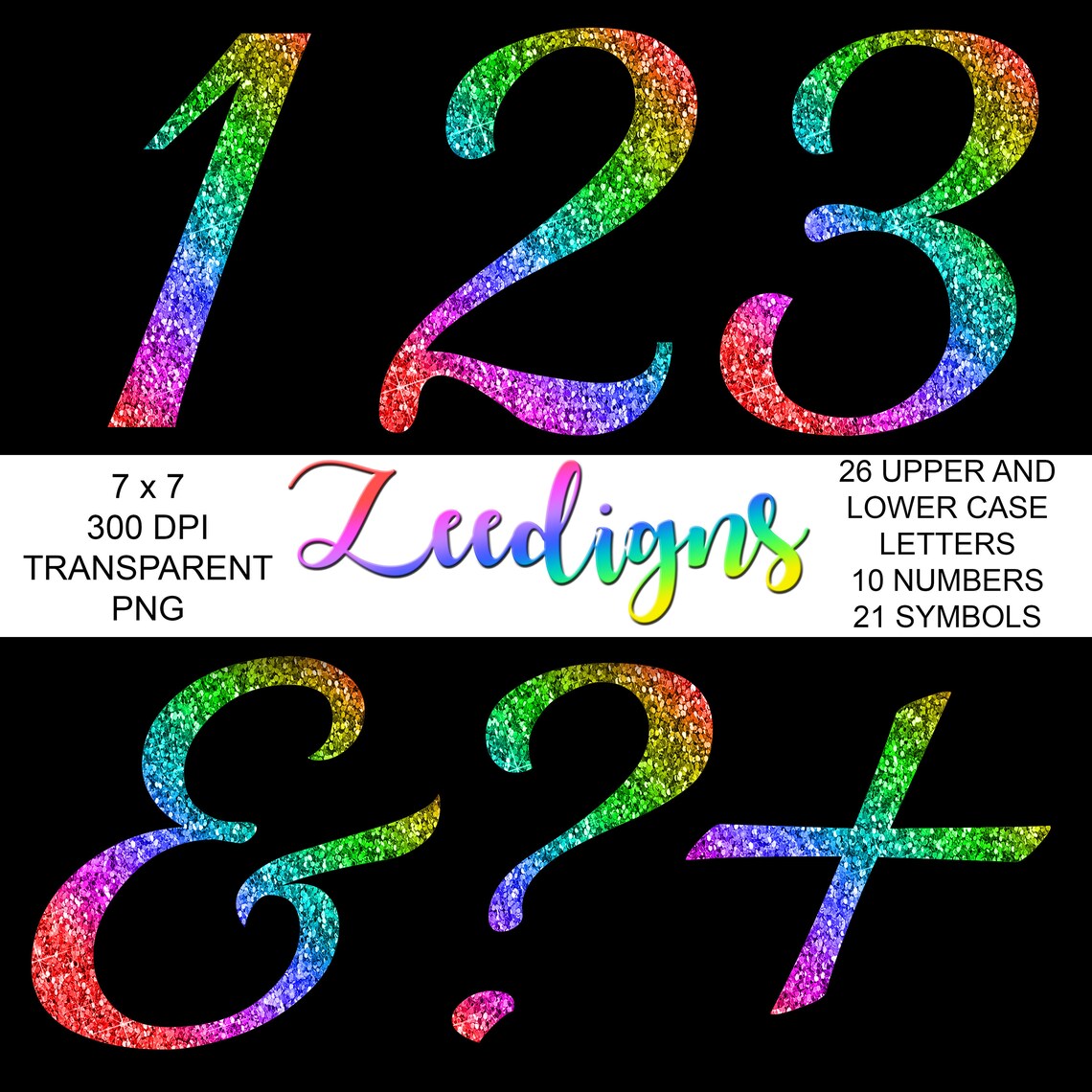 Rainbow Glitter Alphabet Clipart Scrapbooking Digital Set - Etsy