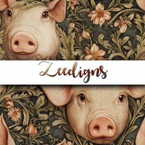 William Morris Style Farm Animals Seamless Digital Scrapbook Junk ...