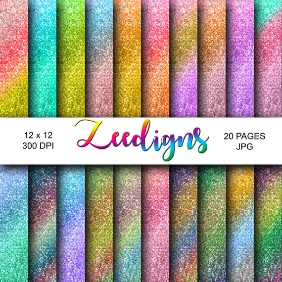 Color Waves Sparkling Glitter Scrapbook Printable Paper - Etsy