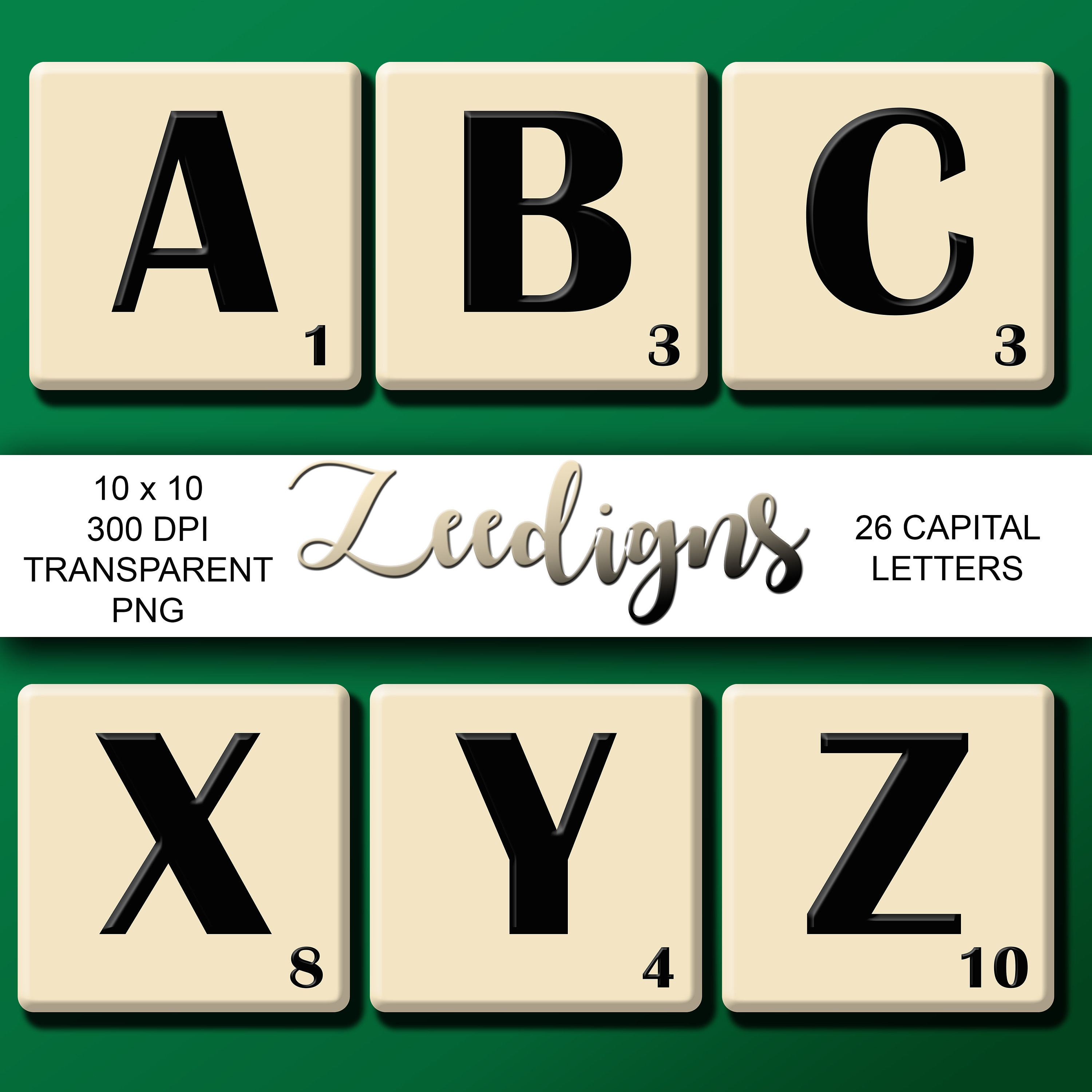 Scrabble Alphabet Clipart Scrapbooking Digital Set Printable Paper ...