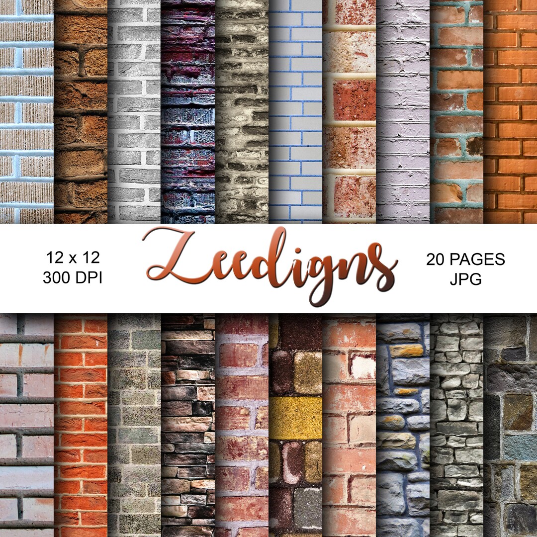 Bricks Digital Scrapbook Printable Paper | Digital Paper | Stones ...