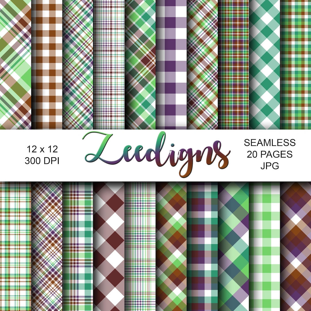 Chocolate Emeralds Plaids Seamless Digital Scrapbook Printable Paper ...