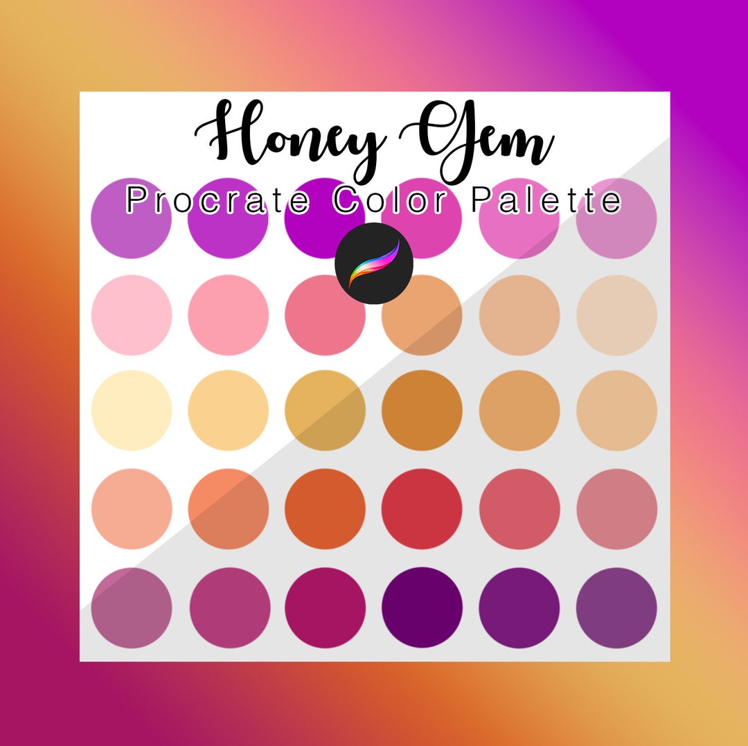 Honey Gem Procreate Color Palette 38 Color Swatches iPad Lettering ...