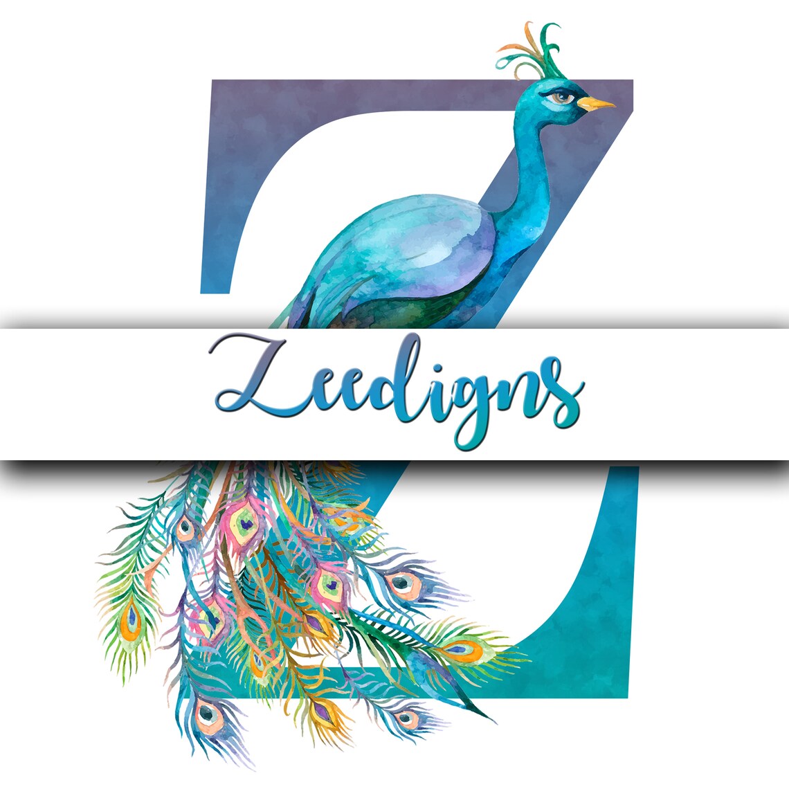 Peacock Alphabet Clipart Scrapbooking Digital Set Printable - Etsy