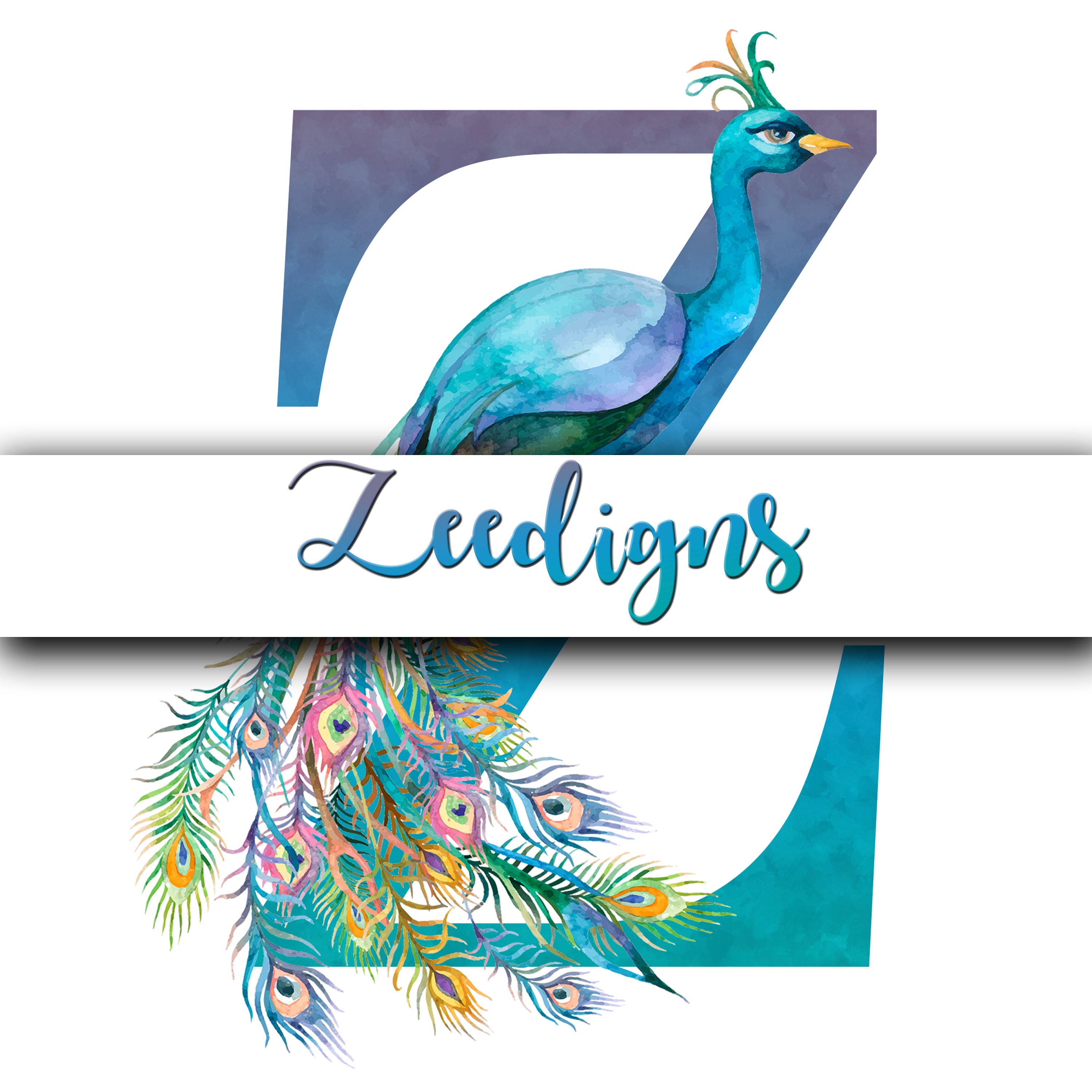 Peacock Alphabet Clipart Scrapbooking Digital Set Printable - Etsy Ireland