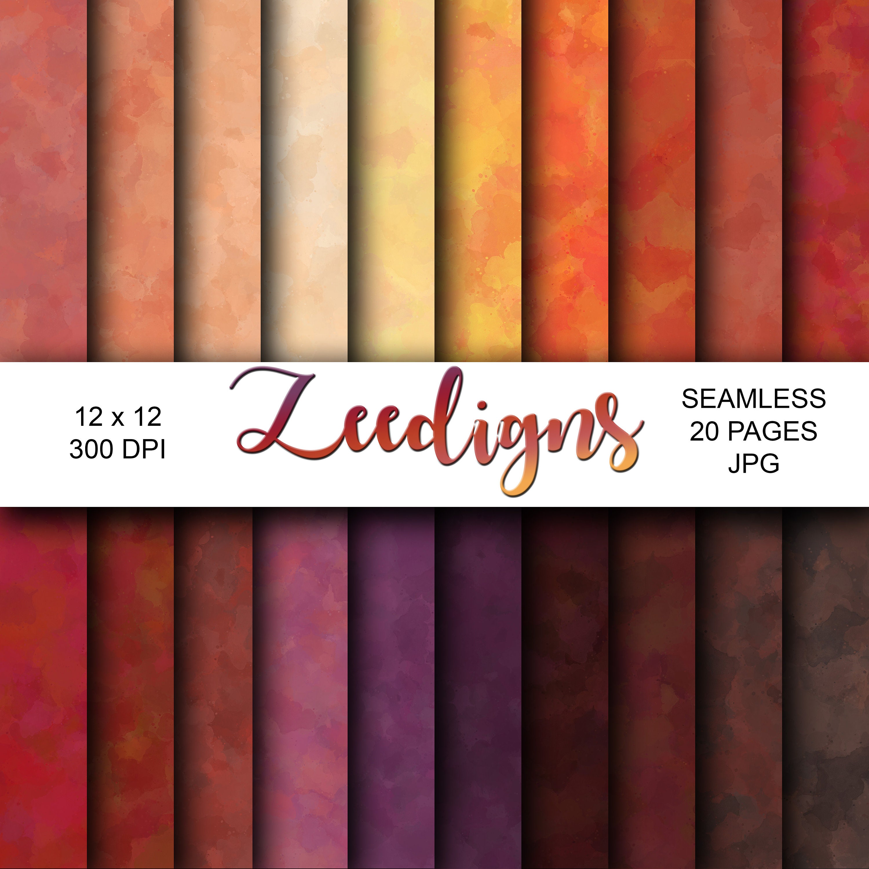 Autumn Hues Watercolor Digital Seamless Scrapbook Printable - Etsy