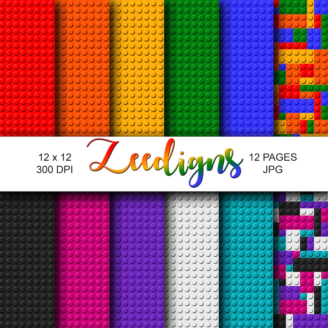 Building Blocks Scrapbook Printable Paper | Digital Paper | Rainbow ...