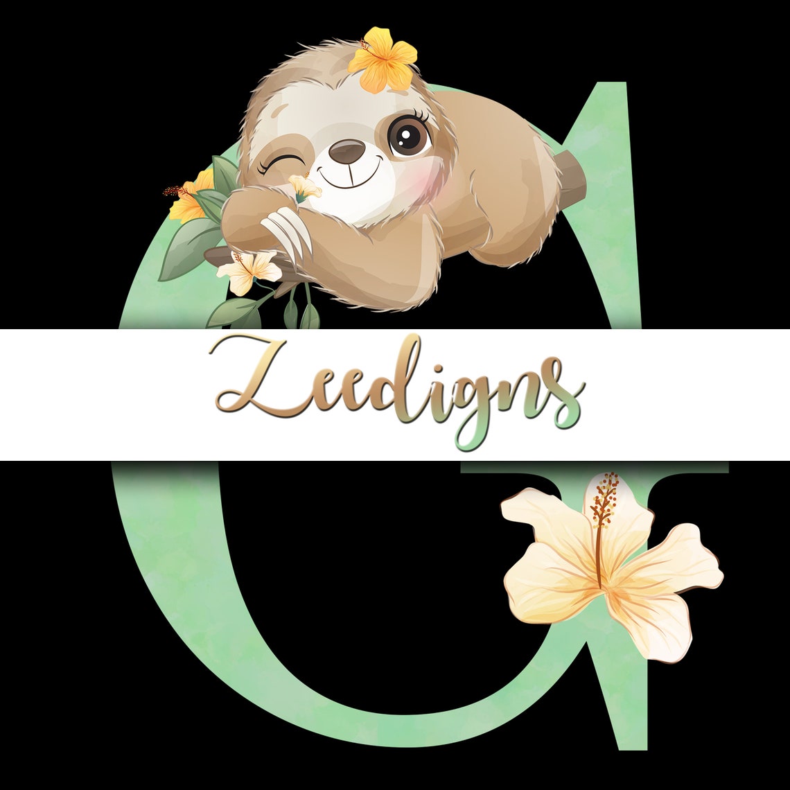 Sloth Alphabet Clipart Scrapbooking Digital Set Printable Paper ...