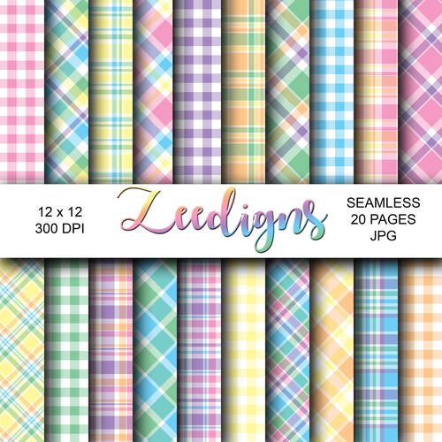 Spring Plaids Digital Easter Paper Digital Plaid Paper - Etsy