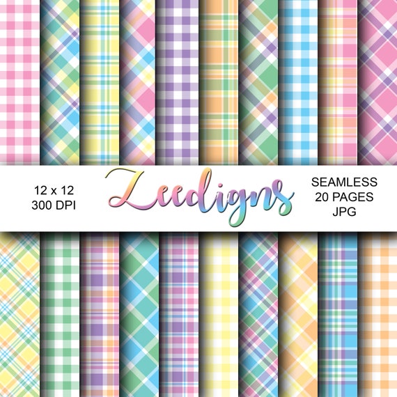 Pastel Plaids Seamless Digital Scrapbook Printable Paper - Etsy