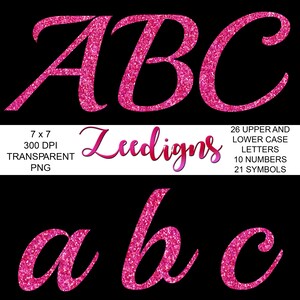 Pink Glitter Alphabet Clipart Scrapbooking Digital Set Printable Paper ...