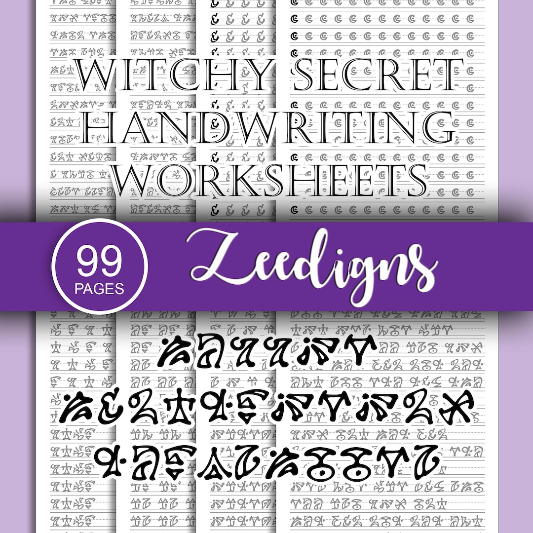 Witchy Secret Handwriting Practice Worksheets Witch Grimore Spell Book ...