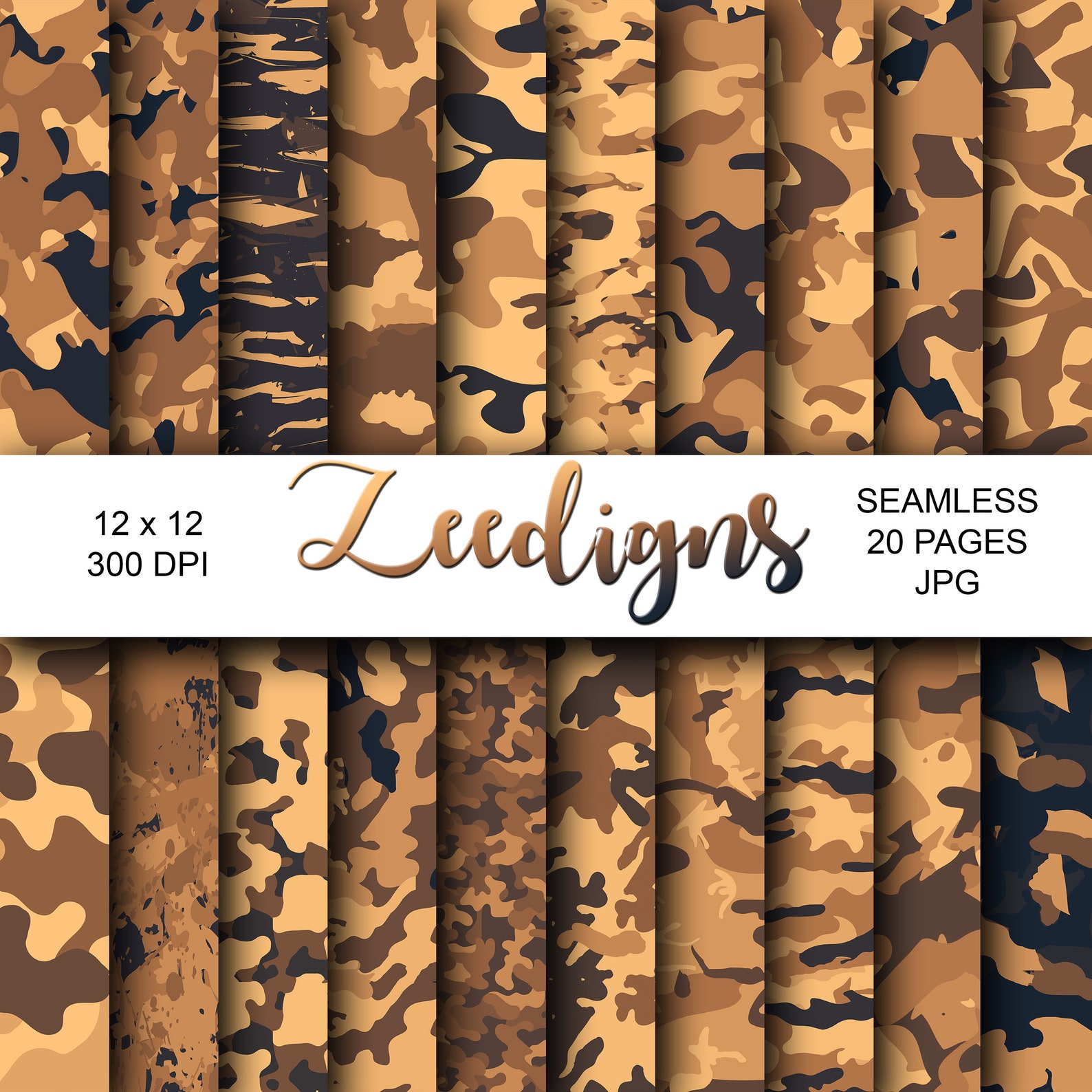 Camouflage Seamless Desert Digital Scrapbook Printable Paper - Etsy