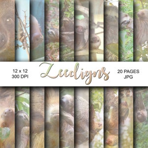 Sloth Digital Scrapbook Printable Paper Digital Paper - Etsy