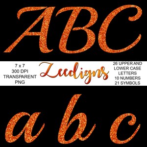Orange Glitter Alphabet Clipart Scrapbooking Digital Set Printable ...