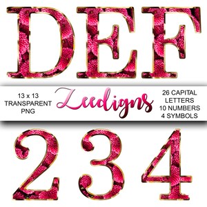 Dahlia Alphabet Clipart Scrapbooking Digital Set Printable Paper | Pink ...