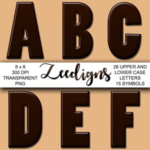 Chocolate Alphabet Clipart Scrapbooking Digital Set Printable Paper ...