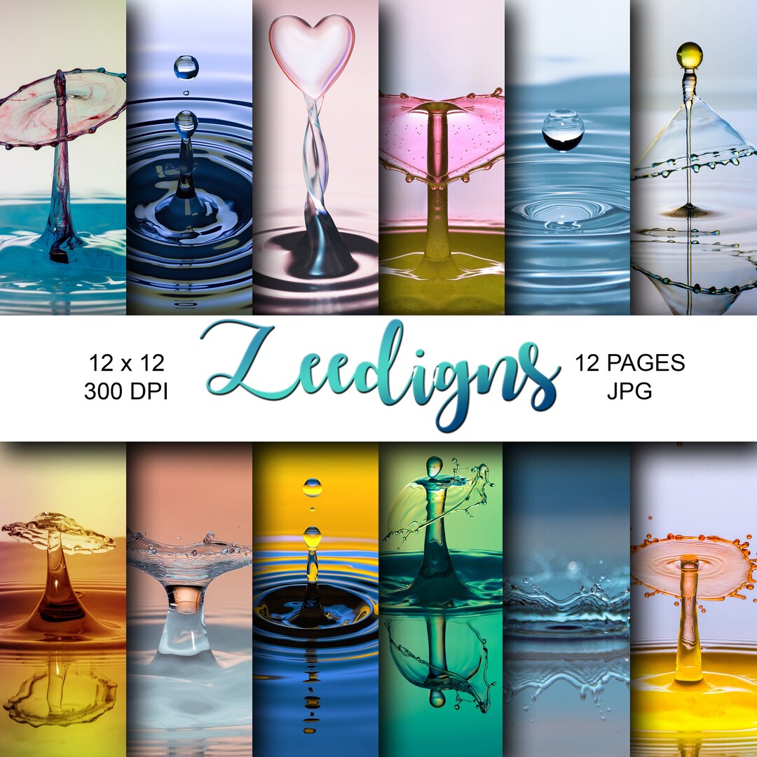 Water Drops Digital Scrapbook Printable Paper | Digital Paper | Water ...