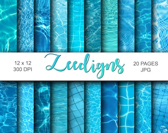 Pool Water Design digital Paper - Etsy