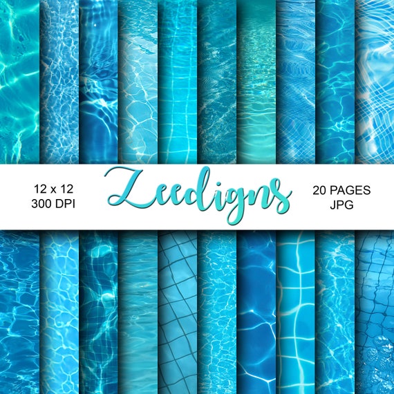 Pool Water Digital Scrapbook Printable Paper Digital Paper - Etsy