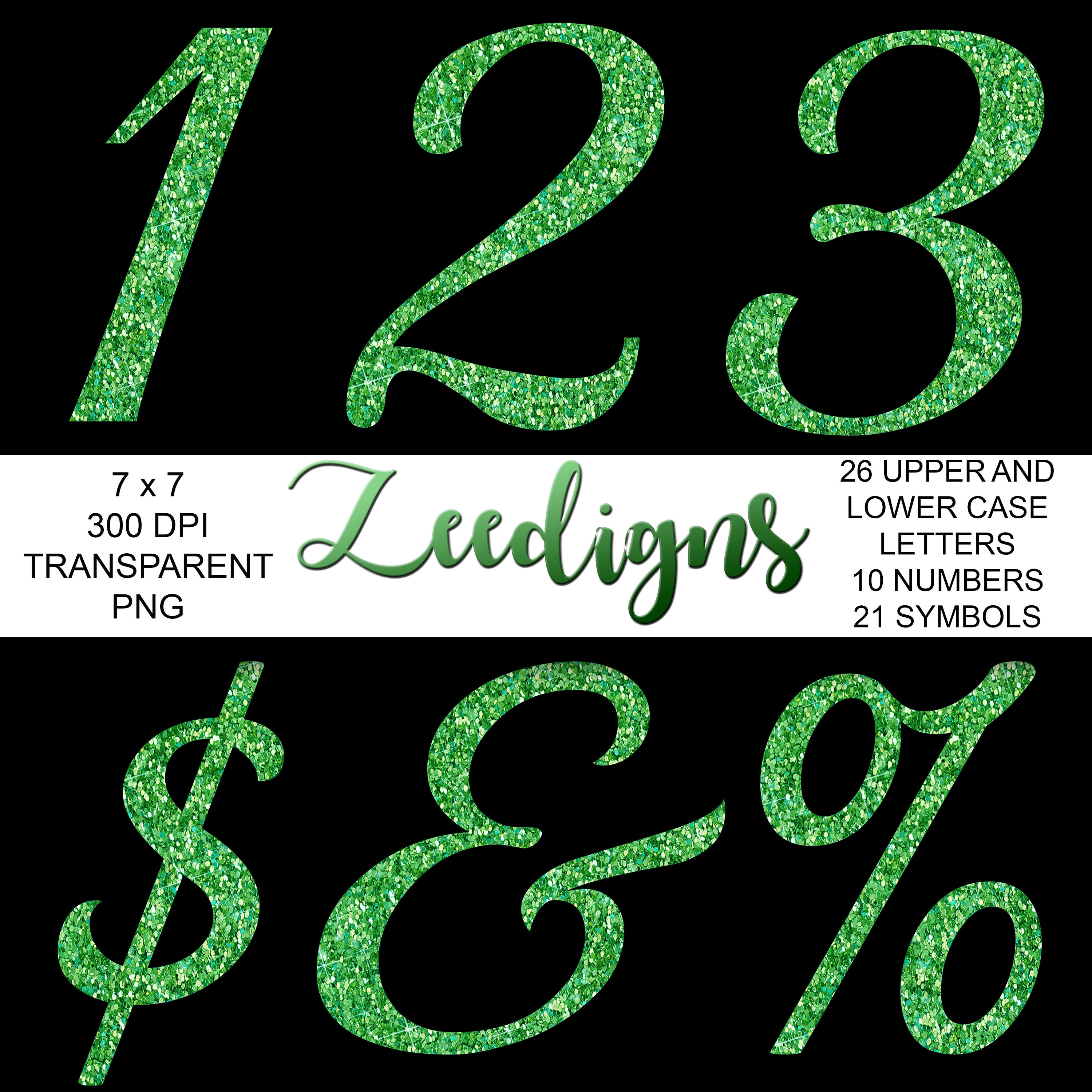 Green Glitter Alphabet Clipart Scrapbooking Digital Set - Etsy