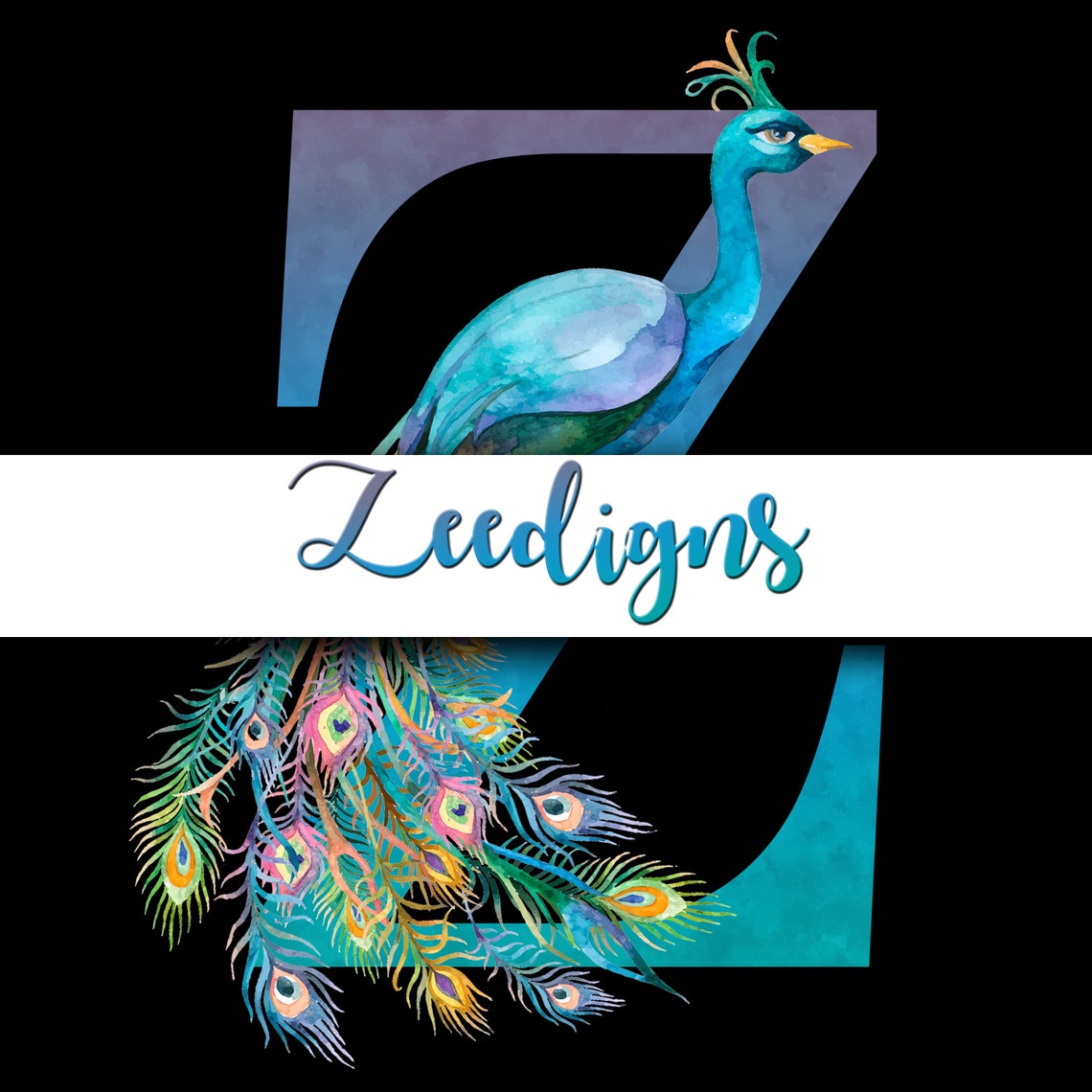 Peacock Alphabet Clipart Scrapbooking Digital Set Printable - Etsy