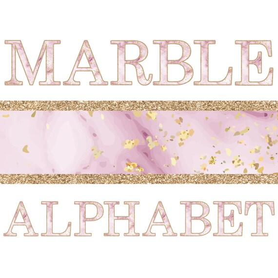 Pink Marble Alphabet Clipart Scrapbooking Digital Set - Etsy