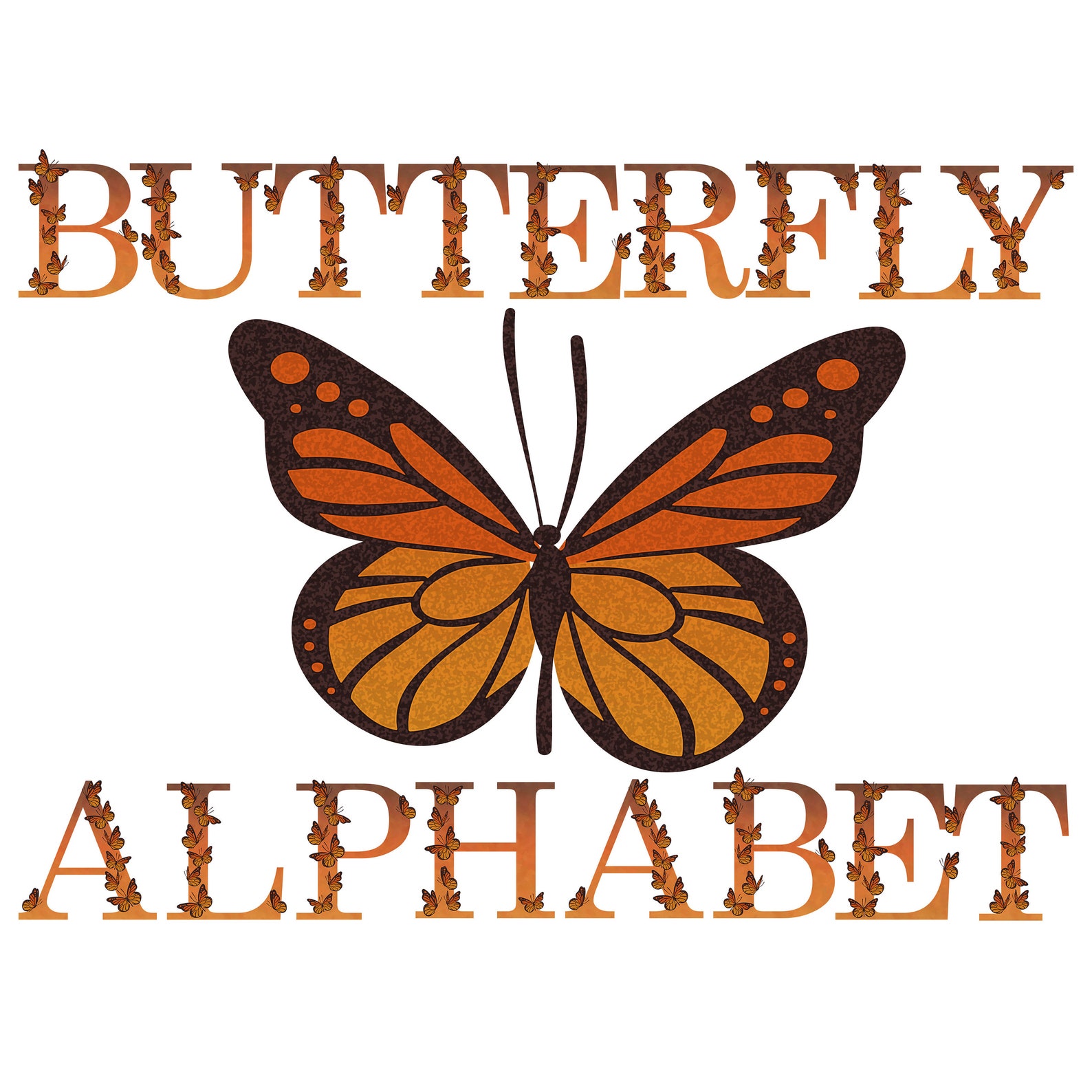 Monarch Butterfly Alphabet Clipart Scrapbooking Digital Set - Etsy