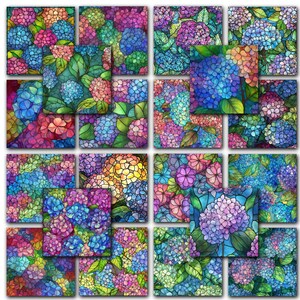 Hydrangeas Stained Glass Digital Scrapbook Printable Paper | Digital ...