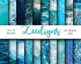 Water Digital Scrapbook Printable Paper | Digital Paper | Water | Ocean ...