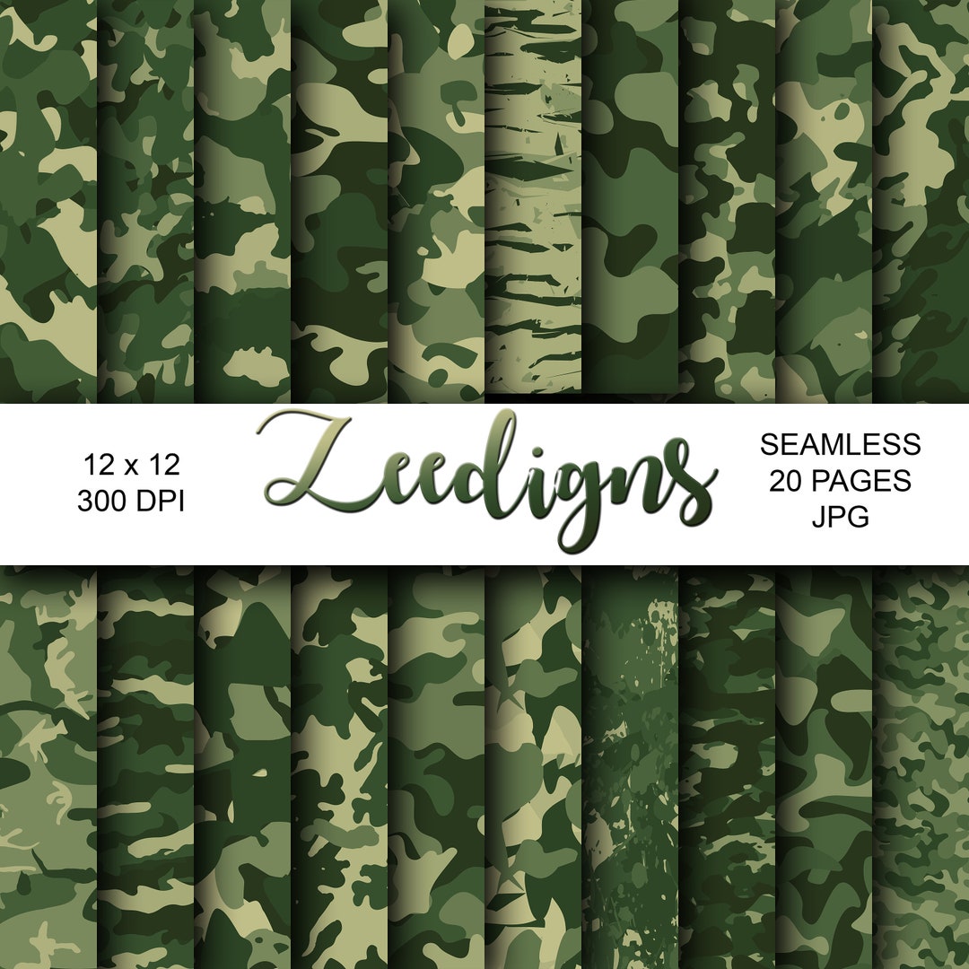 Camouflage Seamless Green Digital Scrapbook Printable Paper | Digital ...