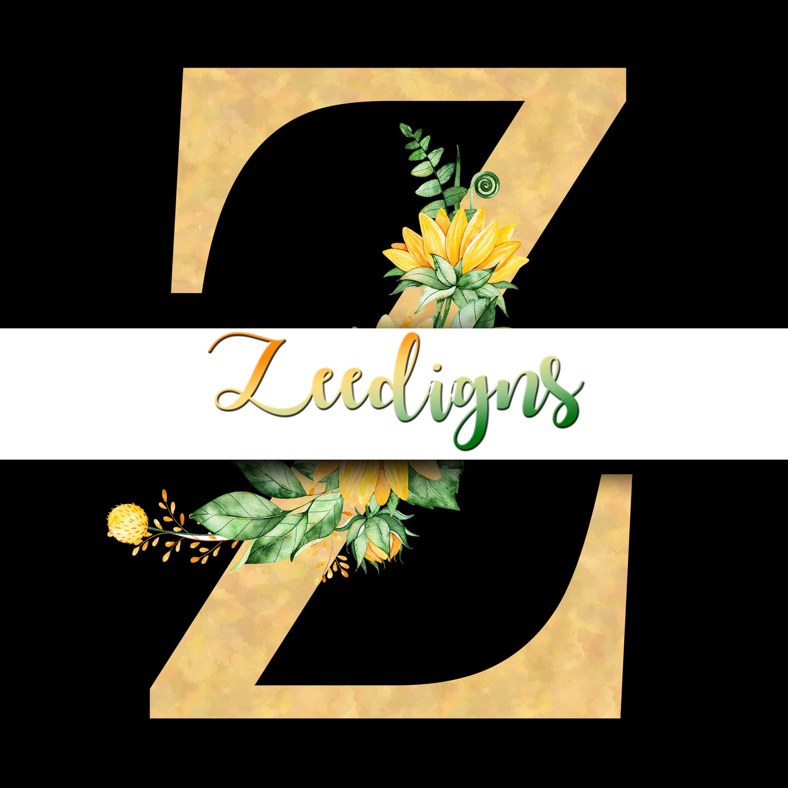 Sunflower Alphabet Clipart Scrapbooking Digital Set Printable Paper ...