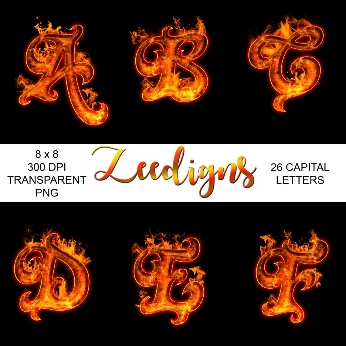 Fire Alphabet Clipart Scrapbooking Digital Set Printable Paper - Etsy UK