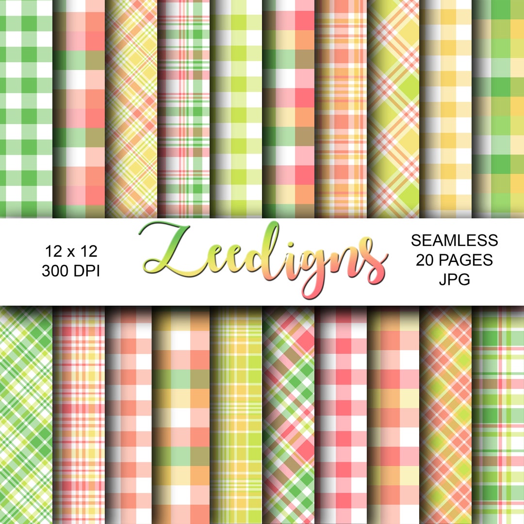 Summer Plaids Seamless Digital Scrapbook Printable Paper | Digital ...