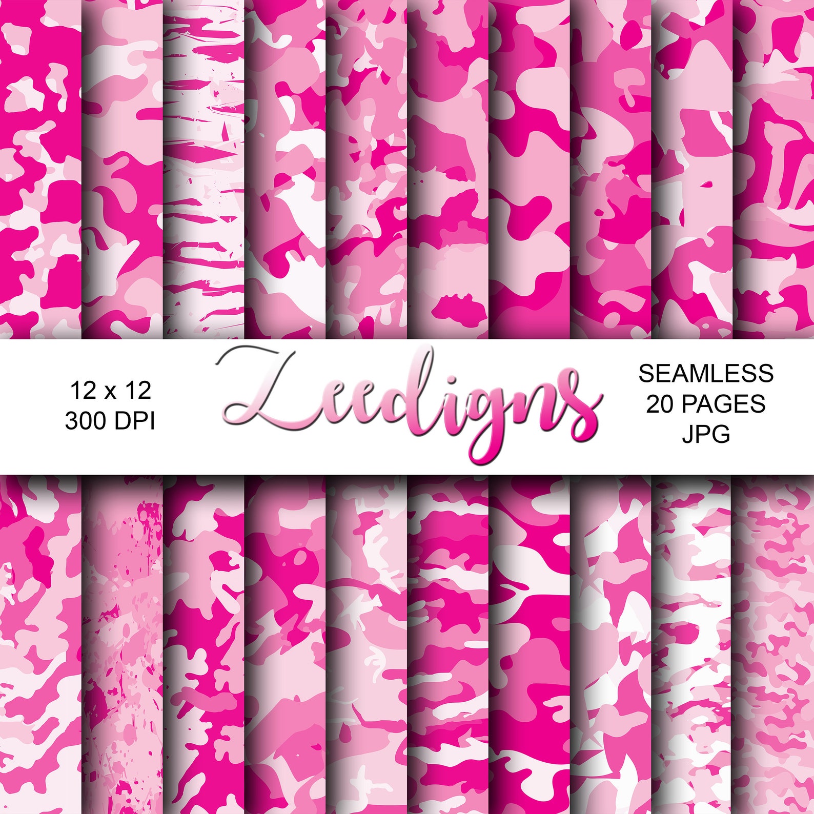 Camouflage Seamless Pink Digital Scrapbook Printable Paper Digital ...