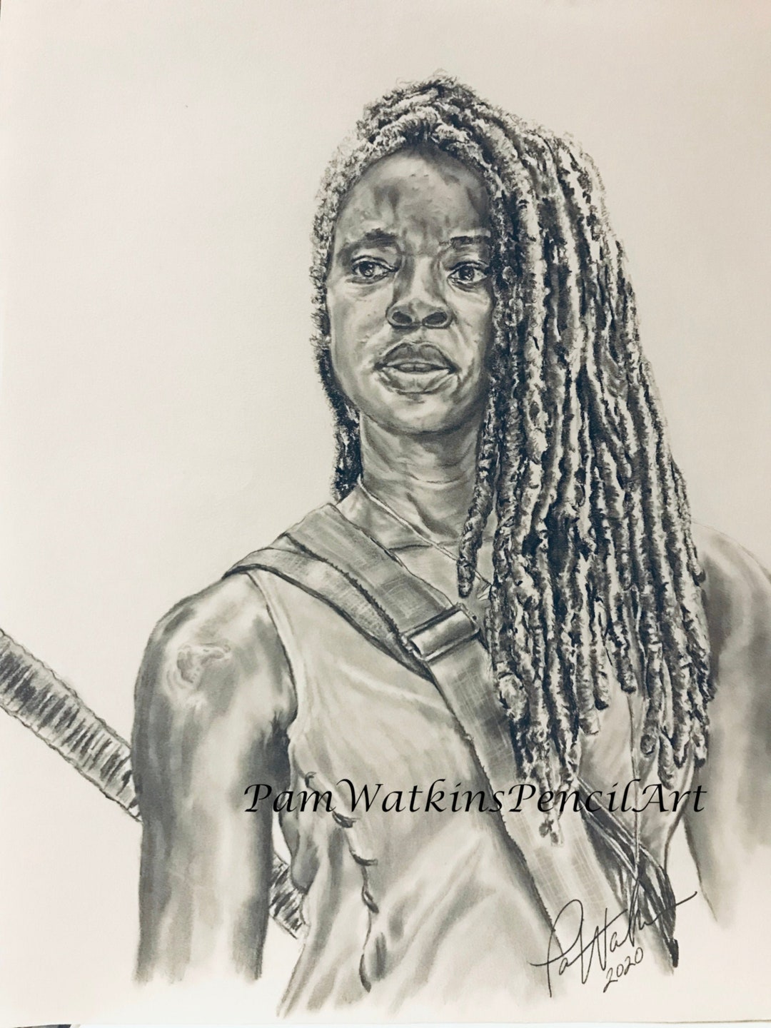 TWD Michonne Pencil Drawing Print - Etsy