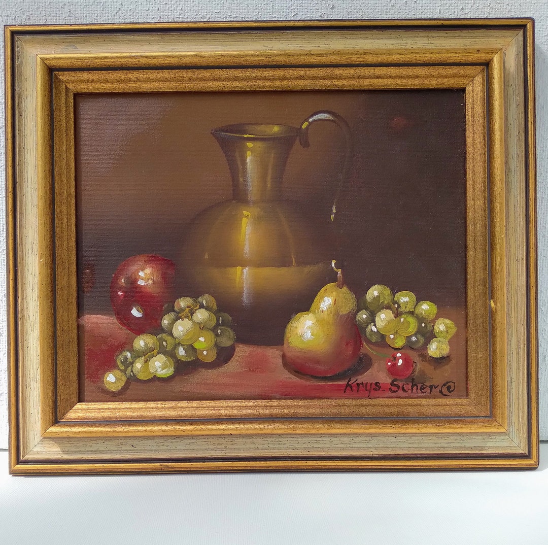 Unique Original Vintage Small Still Life Oil Painting on Canvas With ...
