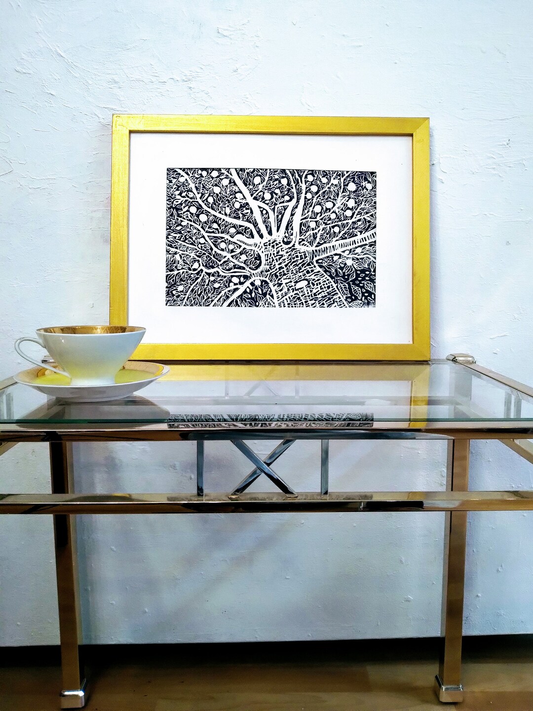 Original Handmade Unique Black and White Linocut on Paper With Passe ...