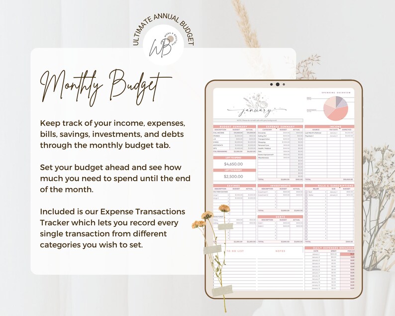 Monthly Budget Template Spreadsheet, Paycheck Budgeting Tracker, Google ...