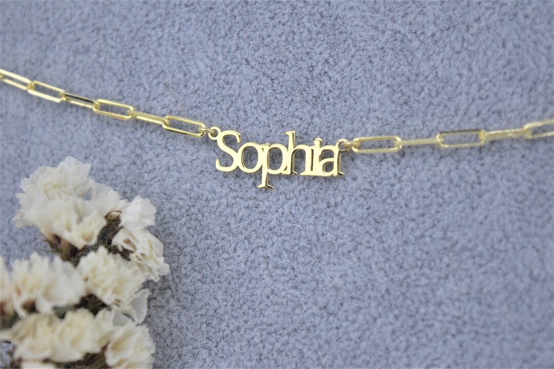 Paper Clip Chain, Link Chain Name Necklace Gold, Personalized Name ...