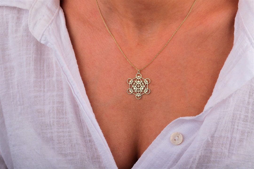 Metatron Cube Necklace, Sacred Geometry Pendant, Archangel Necklace ...
