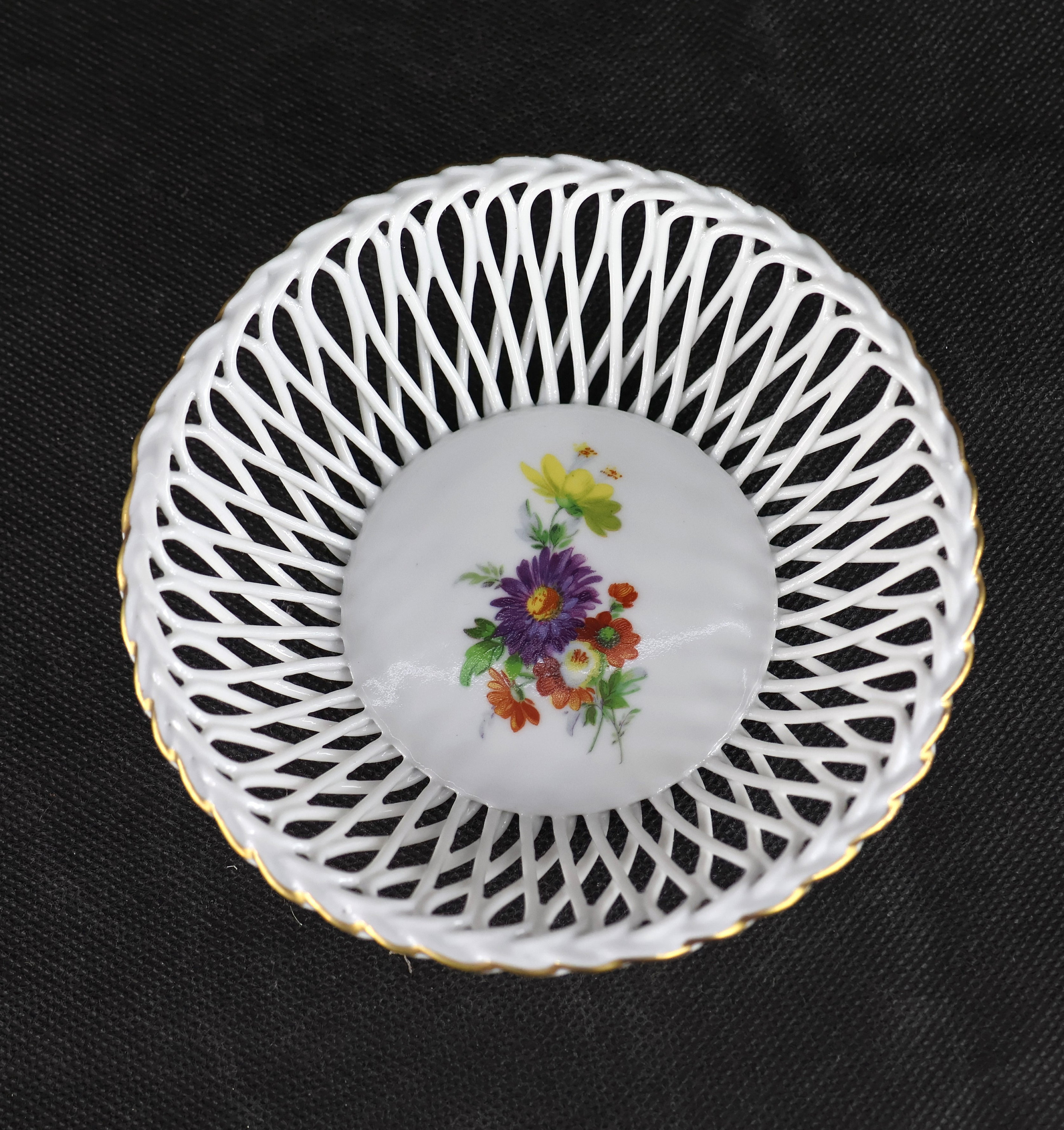 Thuringian Porcelain Reichenbach Decorative Bowl With Flowers Germany ...