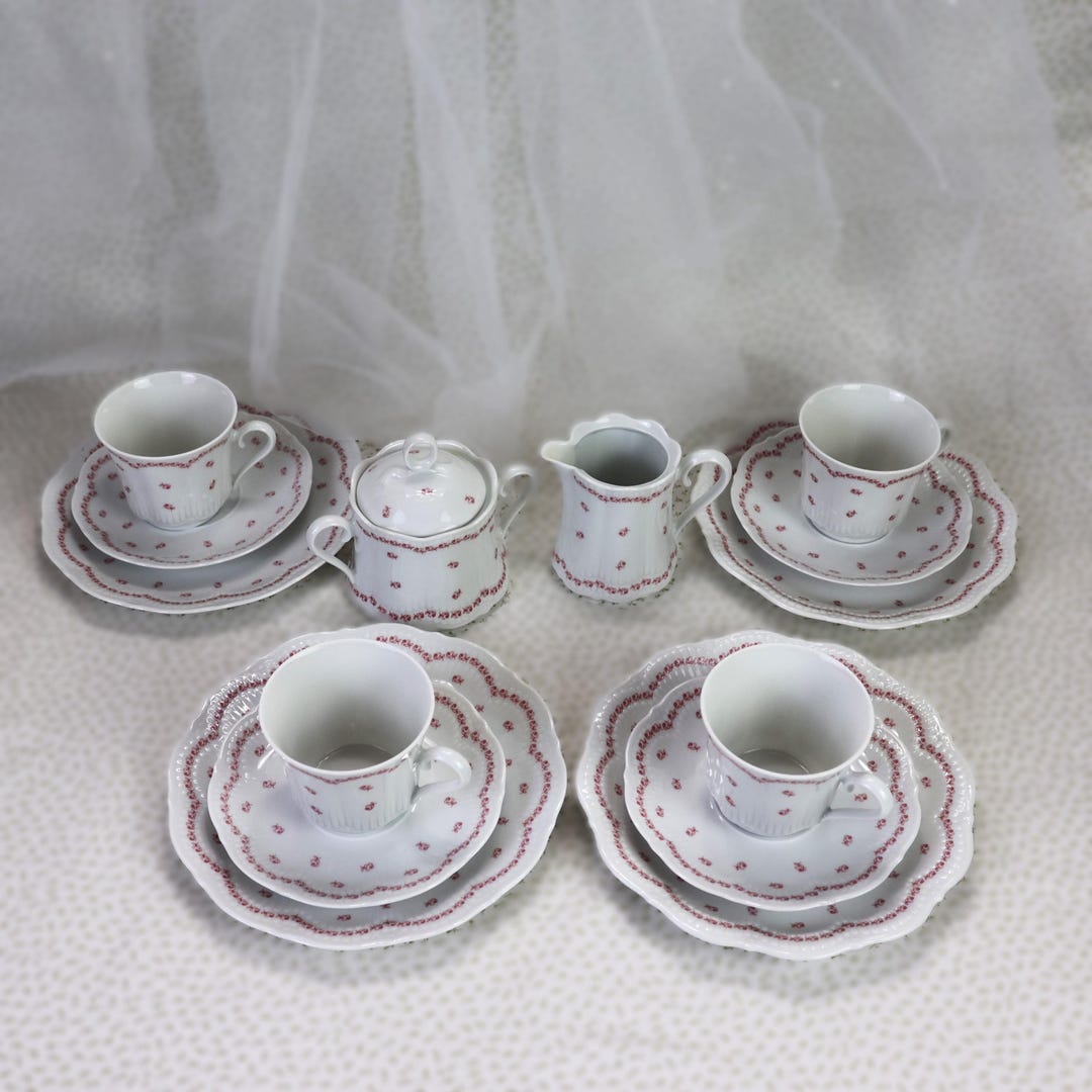 Vintage Porzellan Tee-Kaffee-Set für 4 Personen , Spülmaschinenfest, Schirnding Bavaria ...