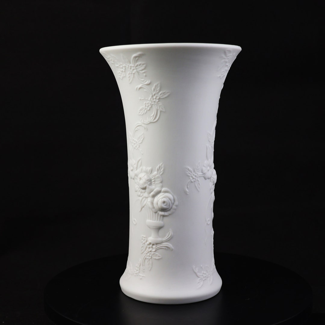 AK Kaiser Porcelain / White Porcelain Vase With Flowers / Vintage ...
