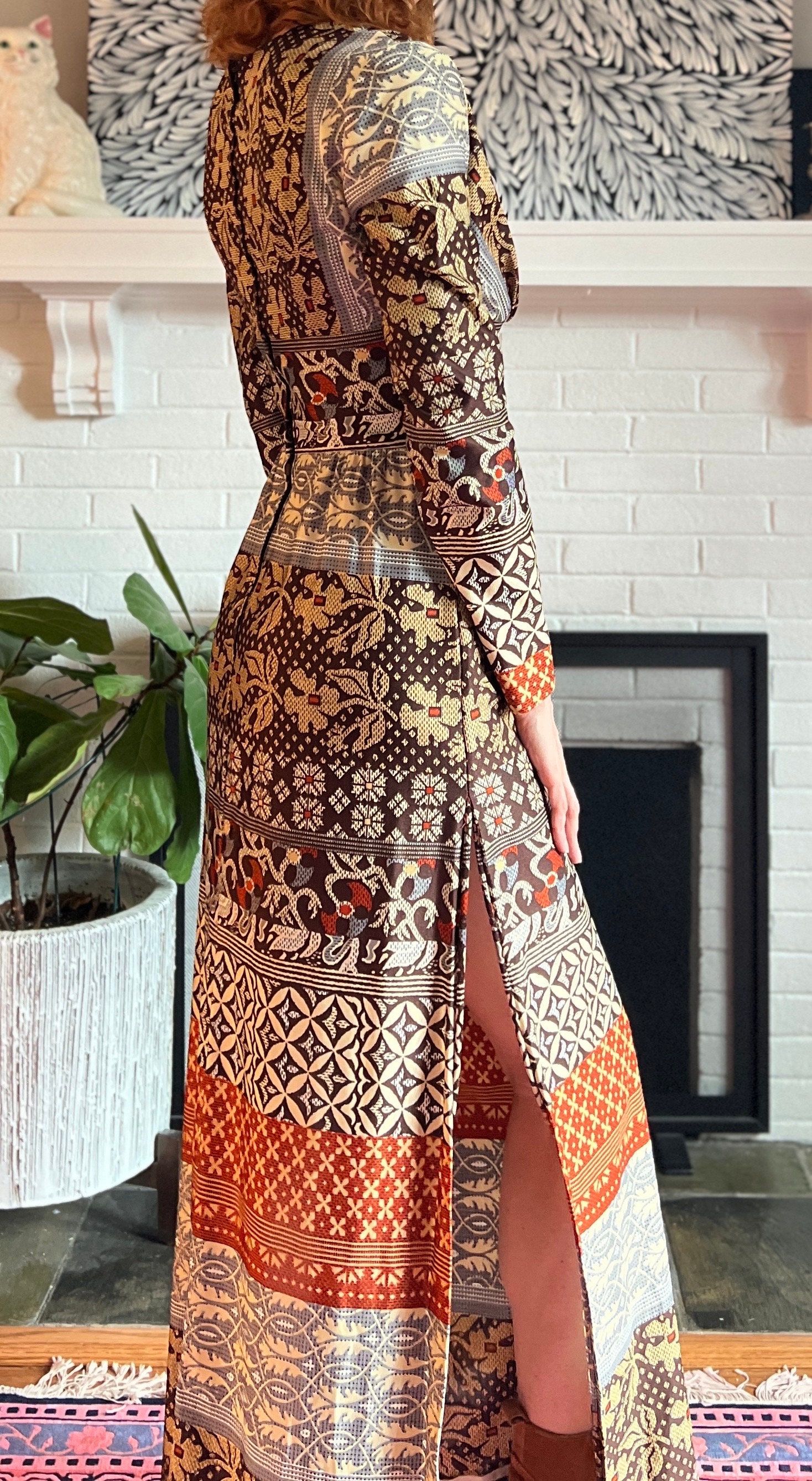 Vintage Late 60s/early 70s Mod Neutral Abstract Geo Print Maxi - Etsy