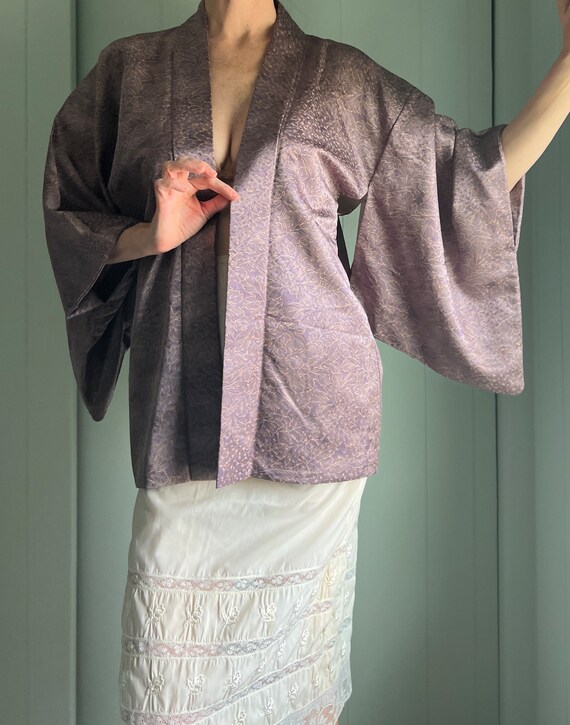 Vintage Japanese Haori Kimono Robe Jacket Plum Lilac … - Gem