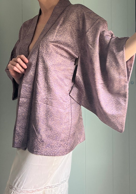Vintage Japanese Haori Kimono Robe Jacket Plum Lilac … - Gem